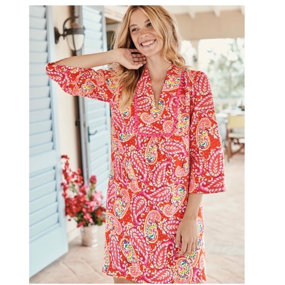 Boden | Dresses | Boden Evangeline Linen Tunic Dress In Red Pop Mexican ...